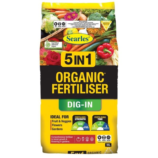 5 IN 1 ORGANIC FERTILISER MIX 50L SEARLES | Steve Jones Landscaping
